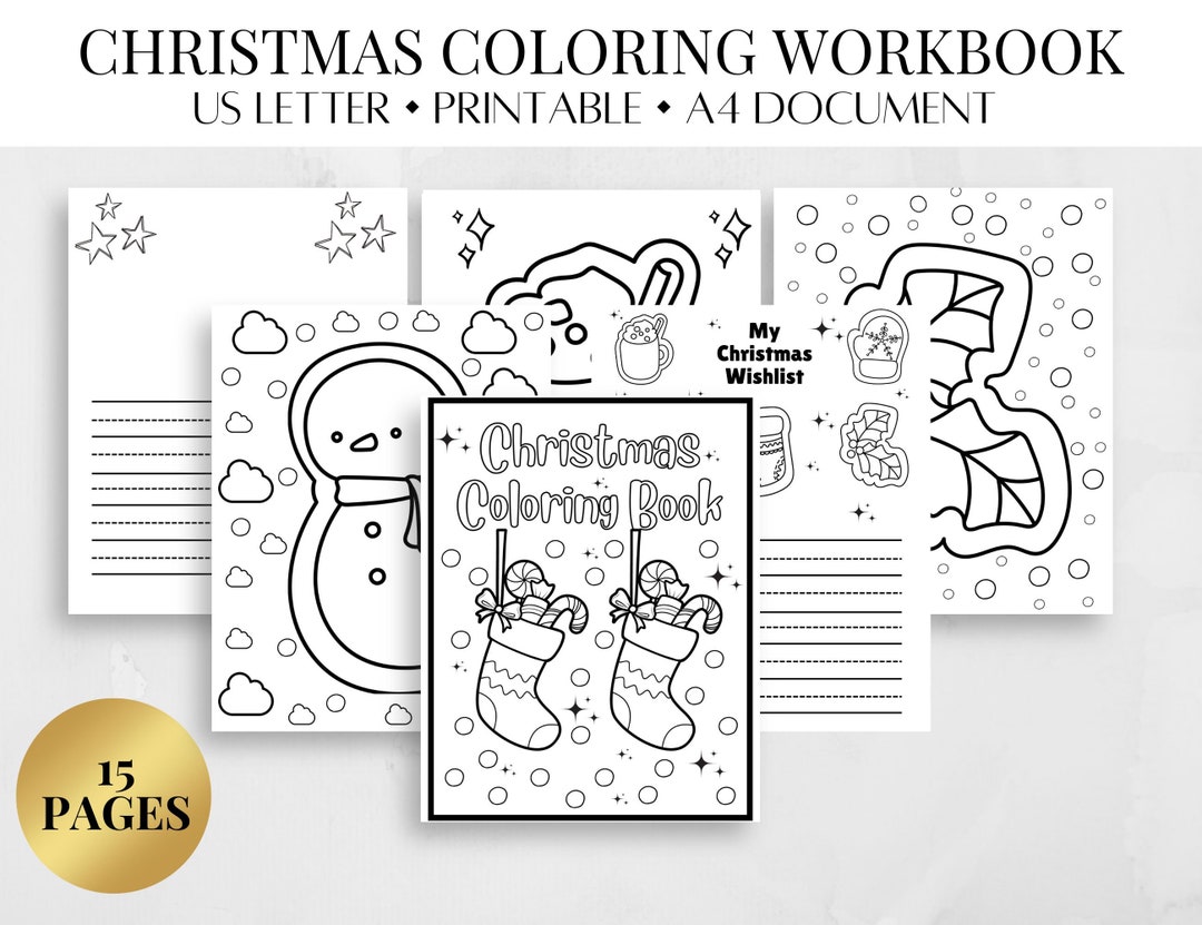 Christmas Coloring Pages, Printable Coloring Workbook Pages for Kids ...