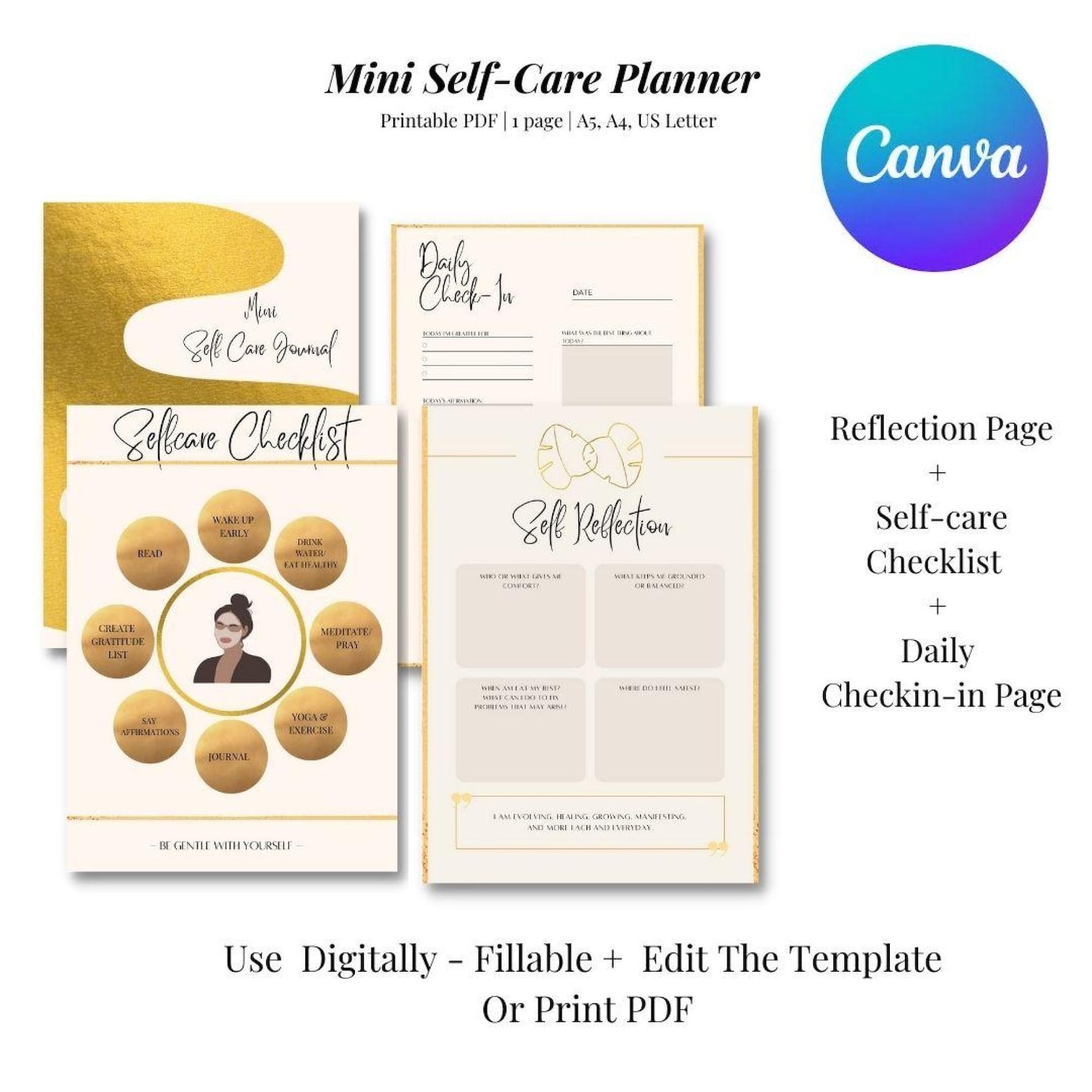 Digital Mini Self-care Workbook Wellness Printable Journal - Etsy