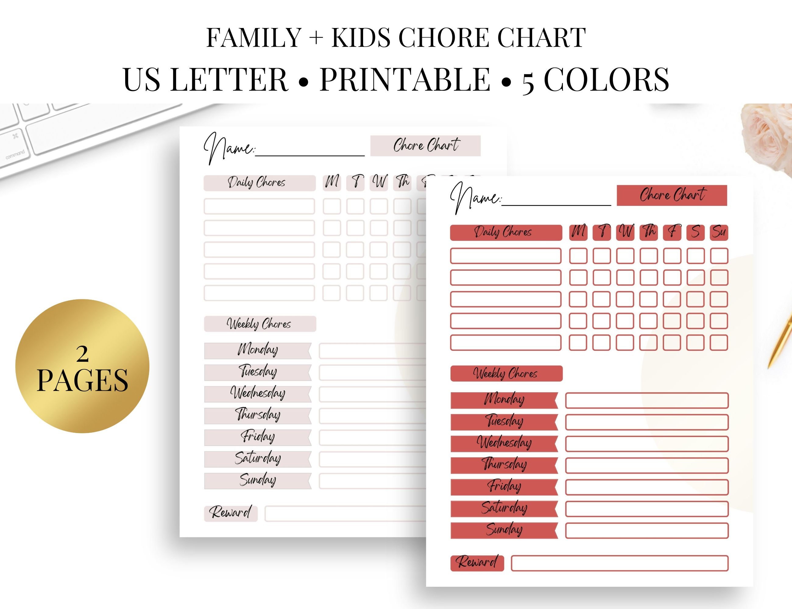 Responsibility Chore Chart for Kids Fully Editable Daily Weekly Routine ...