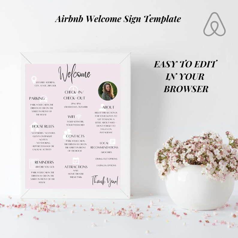 Airbnb Welcome Poster/sheet Template Editable Canva Welcome - Etsy