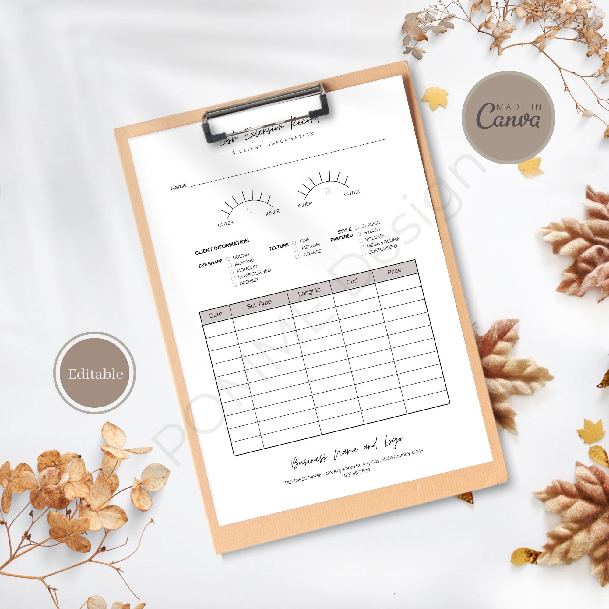 Lash Extension Consent Form: Client Intake, Editable Canva Template - Etsy