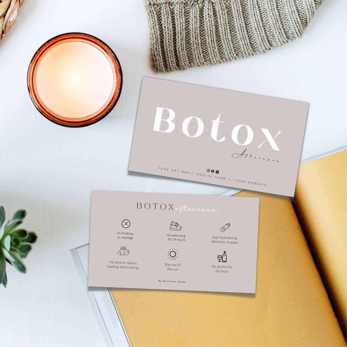 Aesthetic Botox Aftercare Card Design Templates, Editable, Printable ...