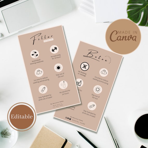 Fillerbotox Aftercare Card Design Templates Editable - Etsy