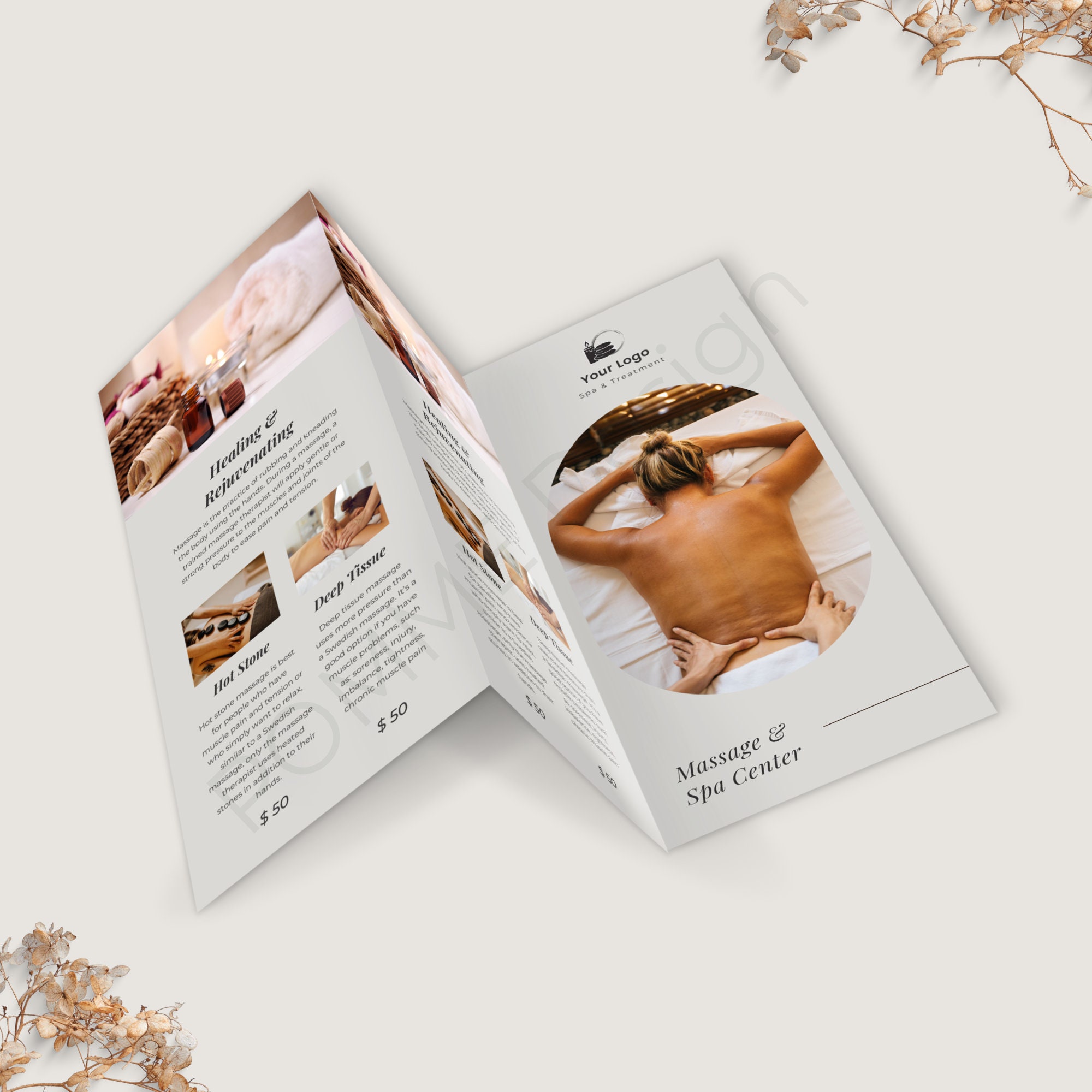Massage Trifold Brochure I Massage Therapist Brochure ,printable ...