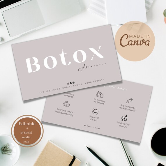 Aesthetic Botox Aftercare Card Design Templates Editable | Etsy