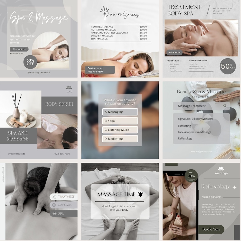 Massage & Spa Instagram Post Templates: Aesthetician Social Media ...