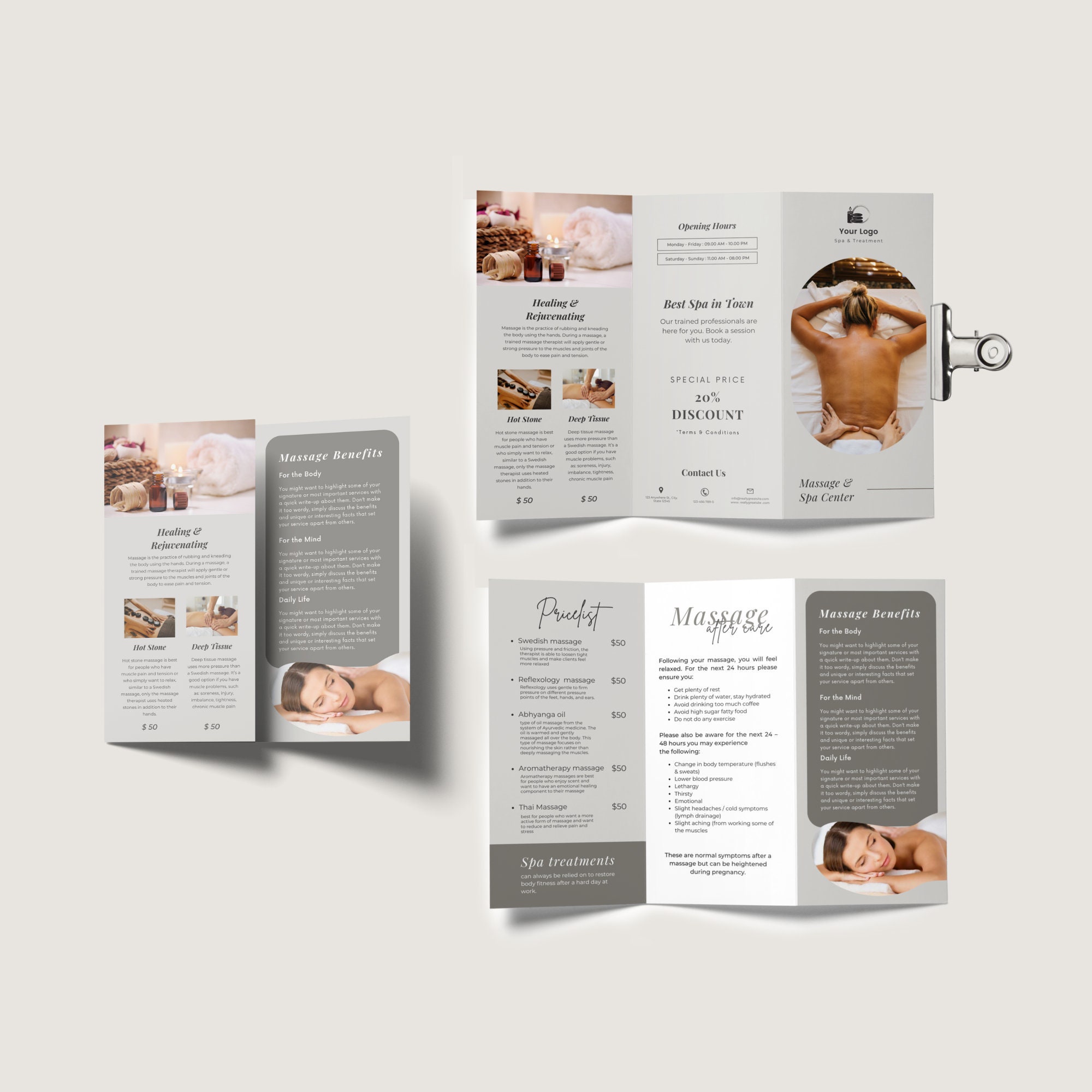 Massage Trifold Brochure I Massage Therapist Brochure ,printable ...