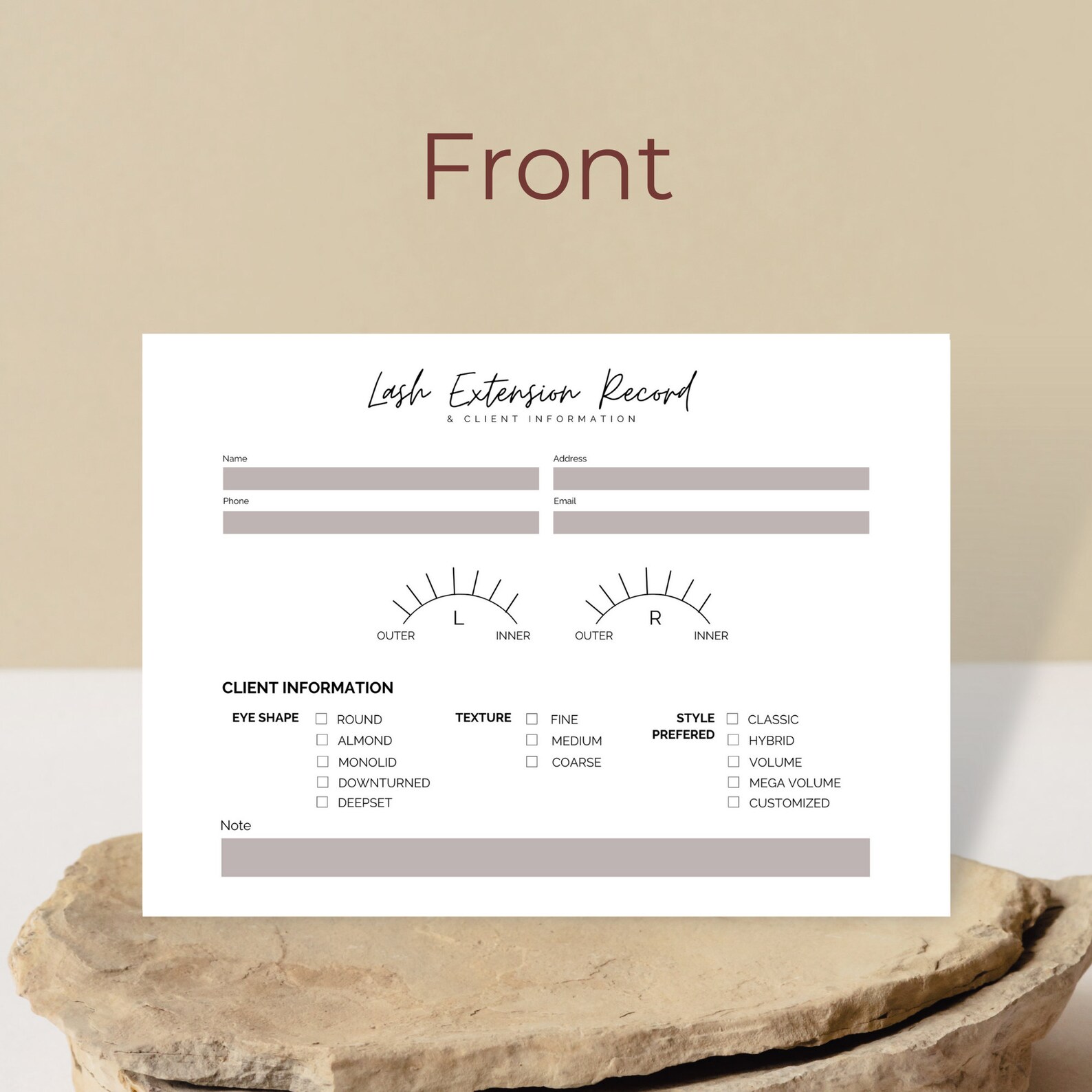 Eyelash Extensions Client Record Card Form - Instant Download Templates ...