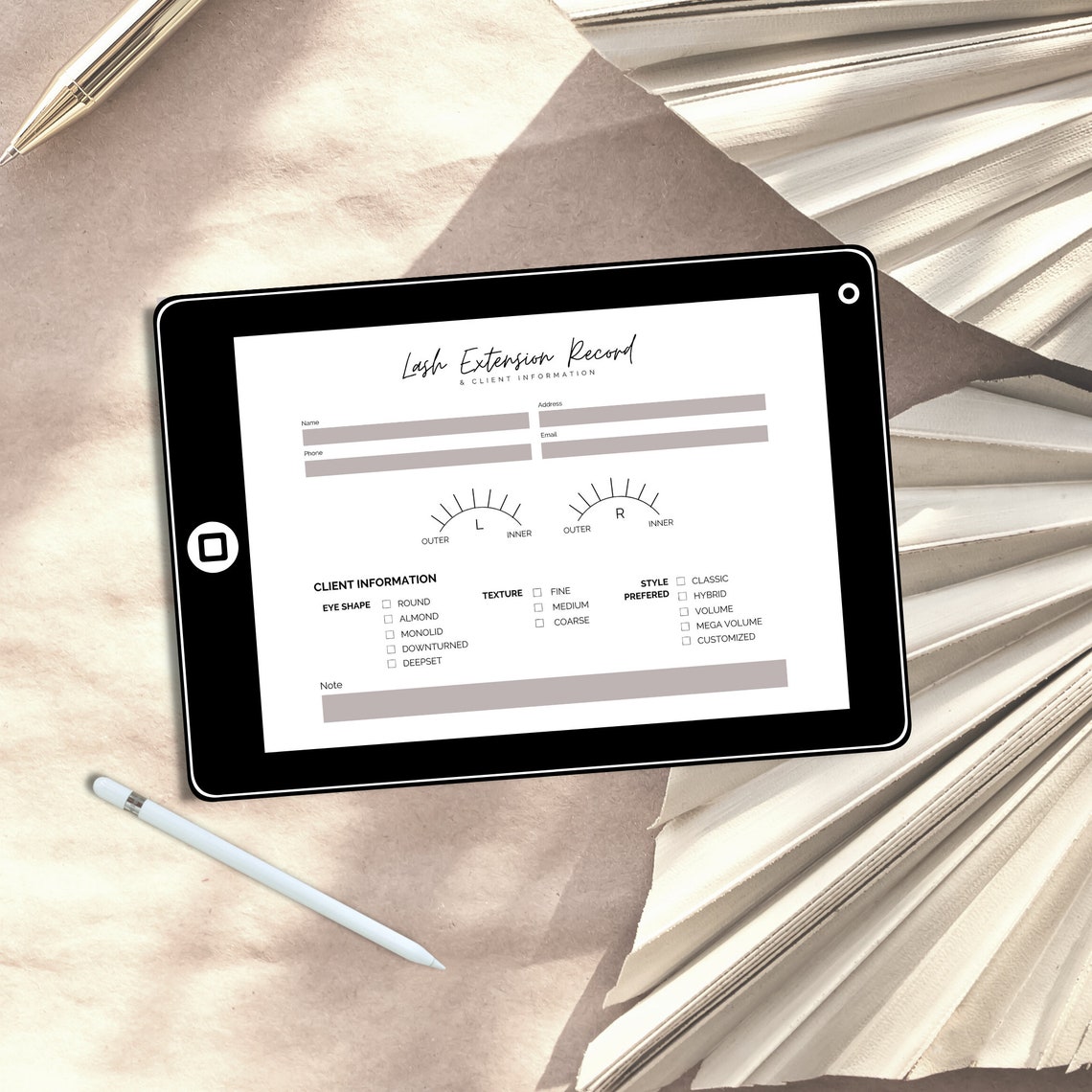 Eyelash Extensions Client Record Card Form - Instant Download Templates ...