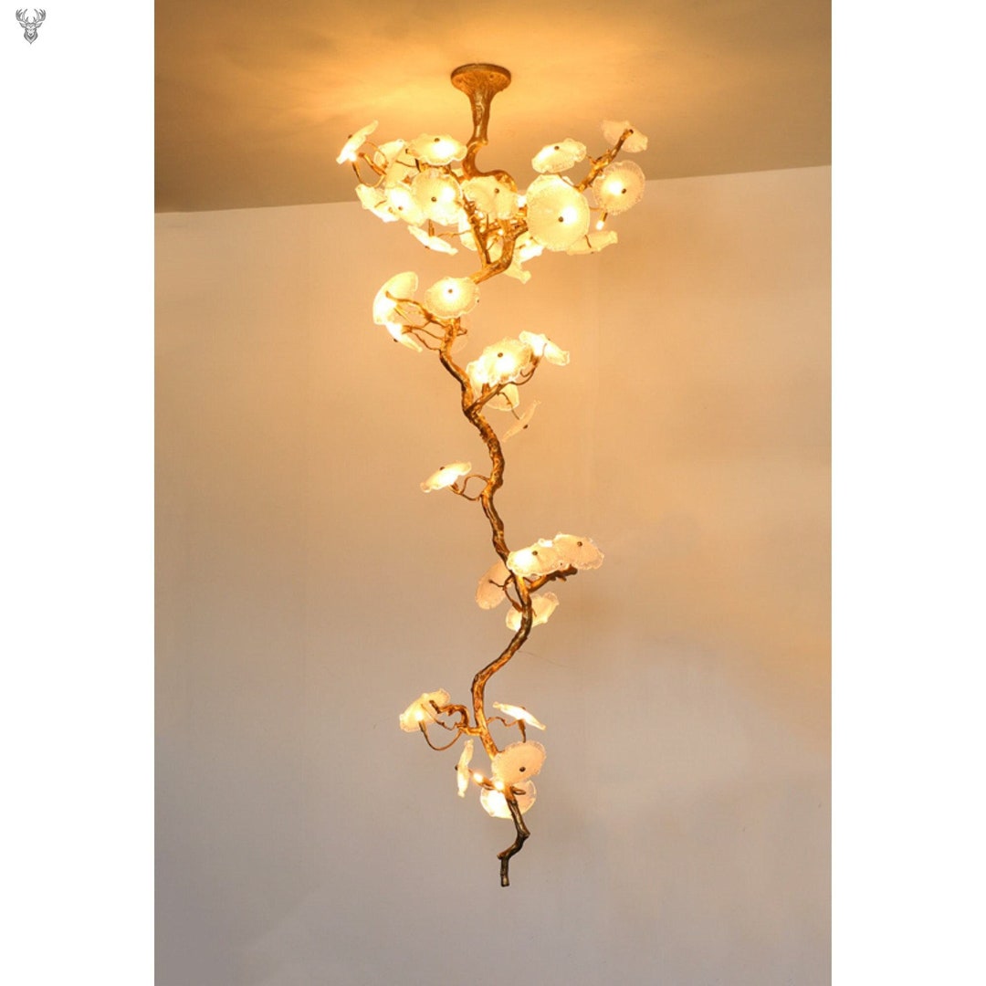 Luxury Copper Tree Branch Chandelier Lighting, Retro Pendant Hanging ...