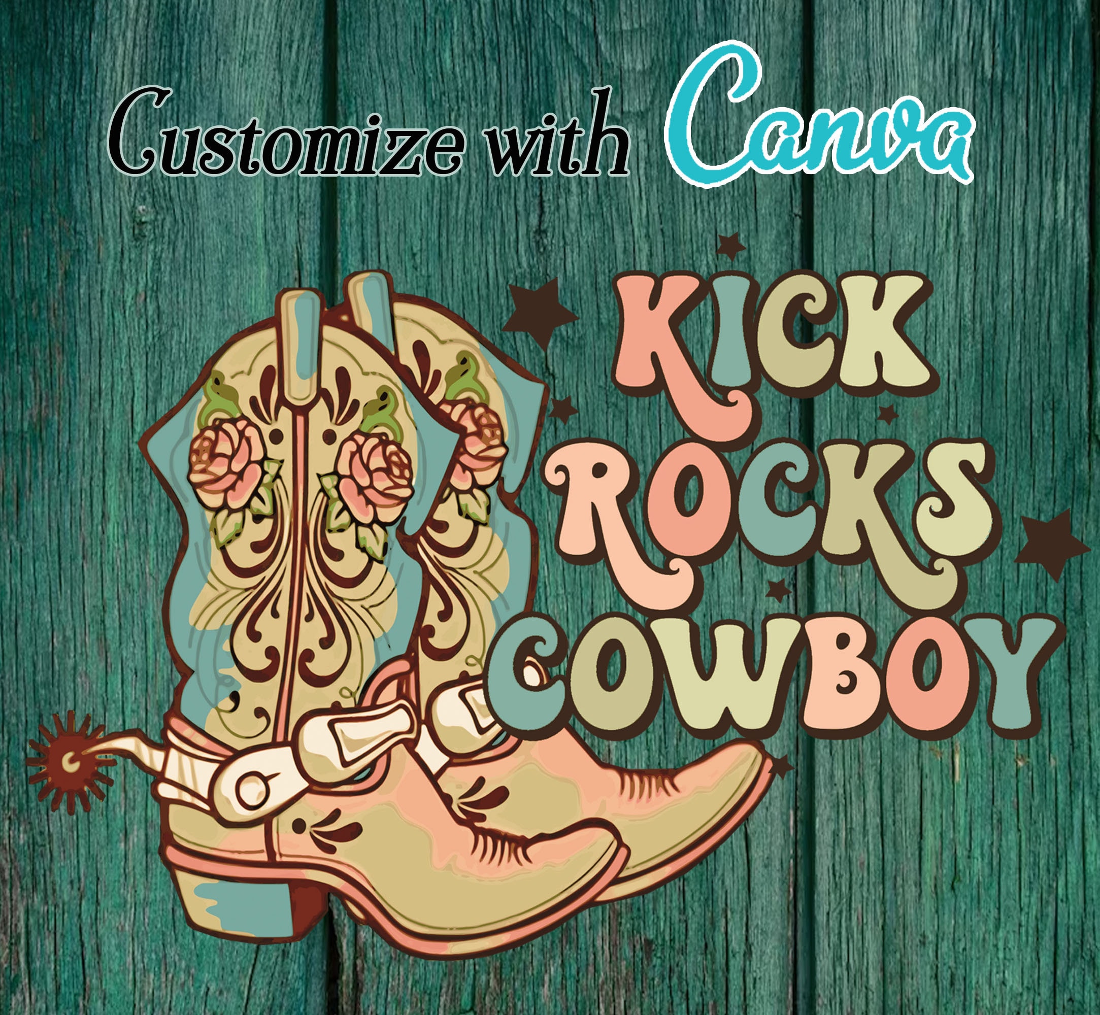 Kick Rocks Cowboy With Boots - Etsy