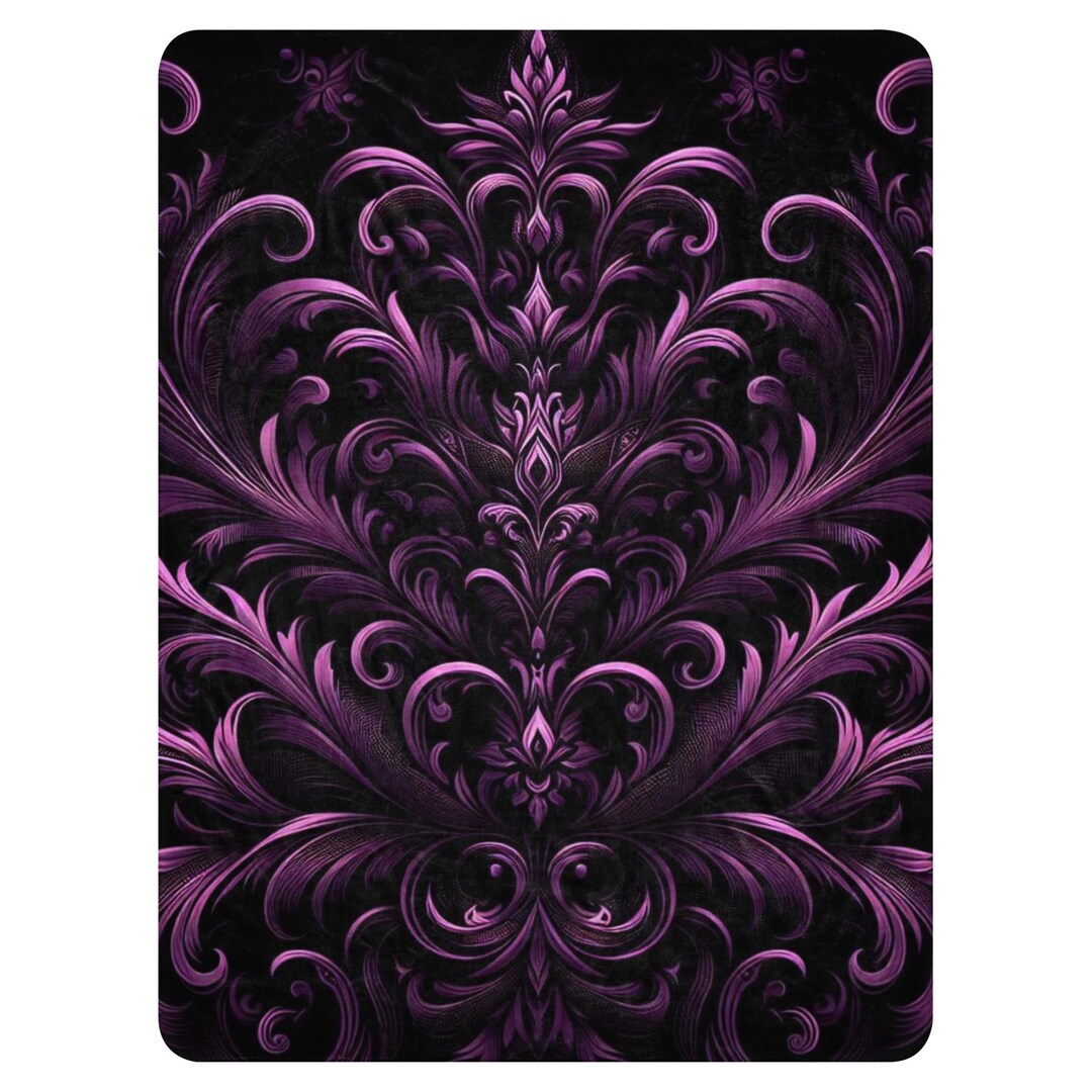 Purple Damask Sherpa Blanket, Gothic Blanket, Victorian Gothic Room ...