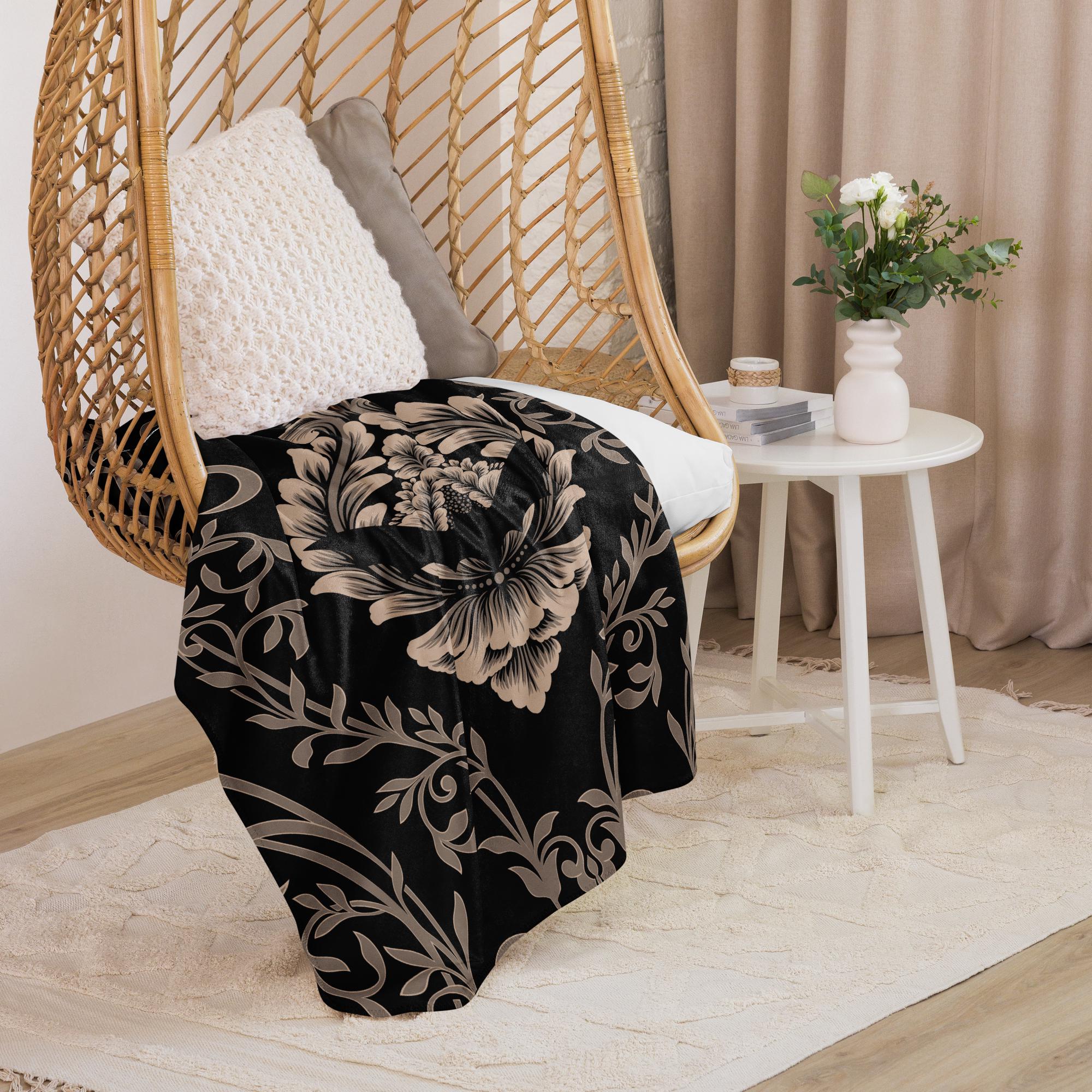 Victorian Gothic Bat Damask Sherpa Blanket, Damask Leaves and Vine ...