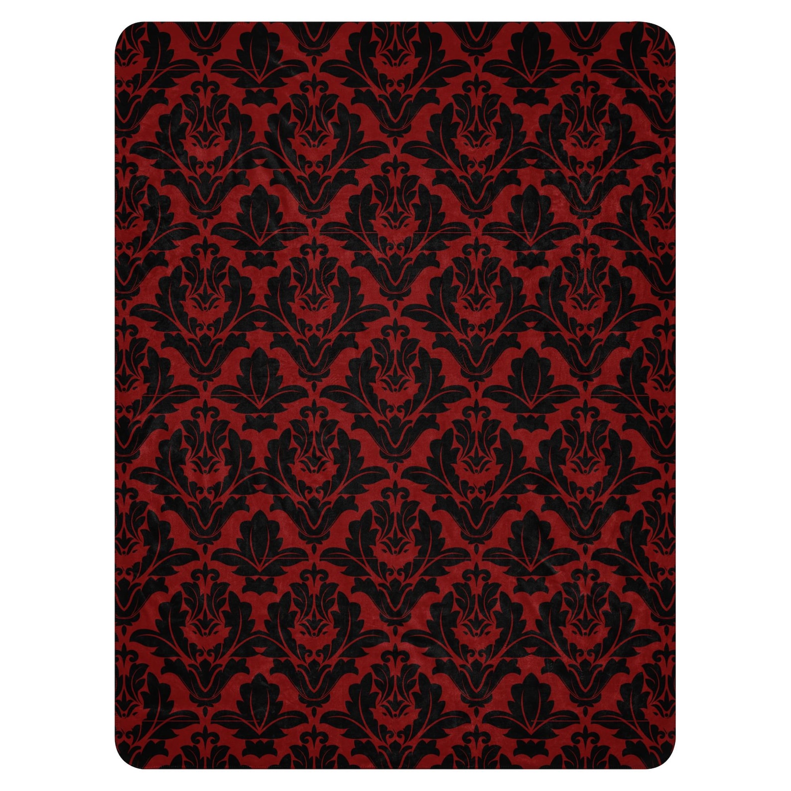 Vintage Red Black Bat Damask Sherpa Blanket, Gothic Blanket, Gothic ...