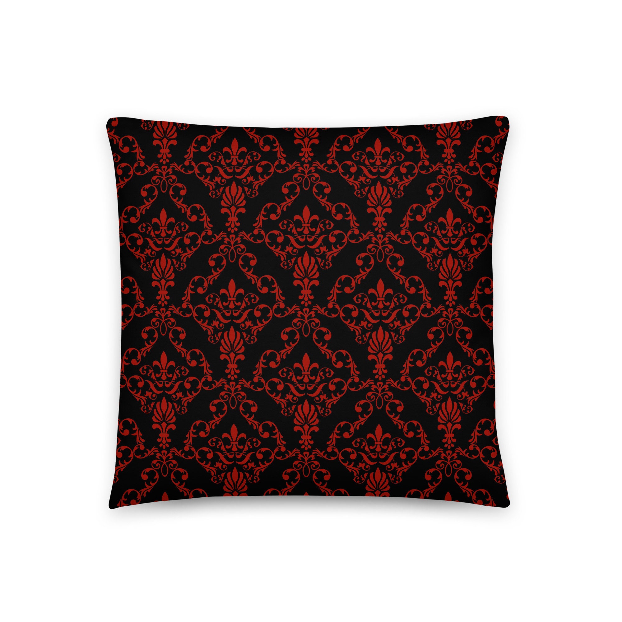 Red and Black Vintage Damask Pillow (insert Included) Gothic Pillow ...