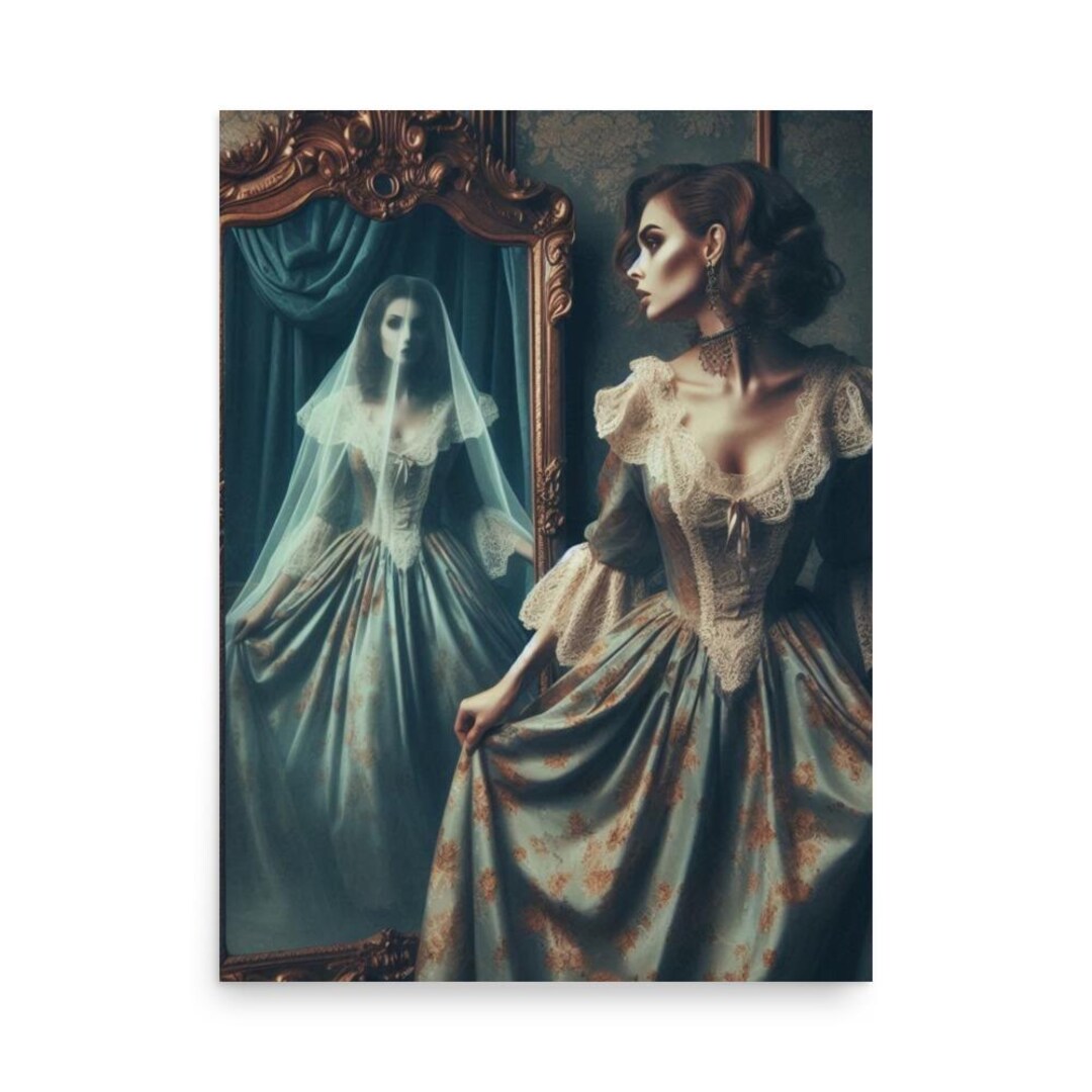 Vintage Ghostly Visage Print, Haunting Ghost Woman Art Print ...