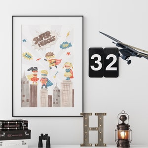 Superheroes Printable Wall Art, Superheroes Room Art, Superheroes ...