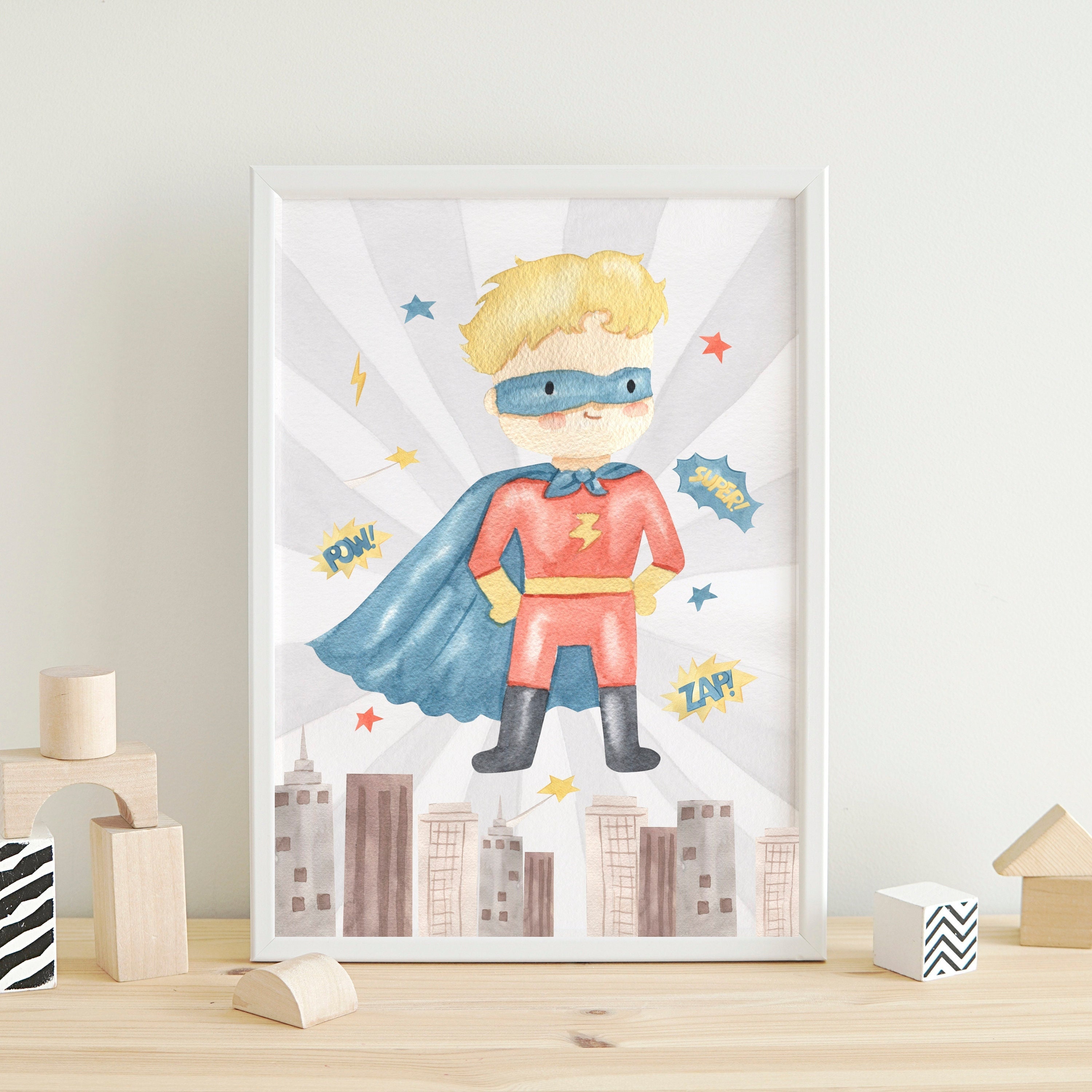 Superhero Printable, Superhero Wall Art, Watercolor Superhero, Boys ...