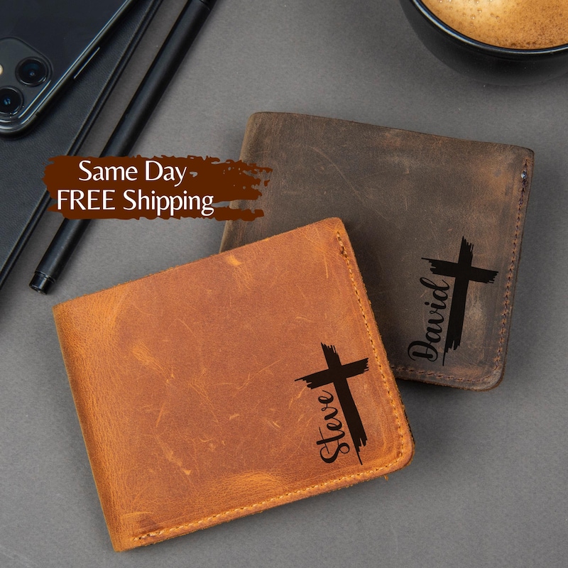 Mens Wallet With a Cross - Etsy