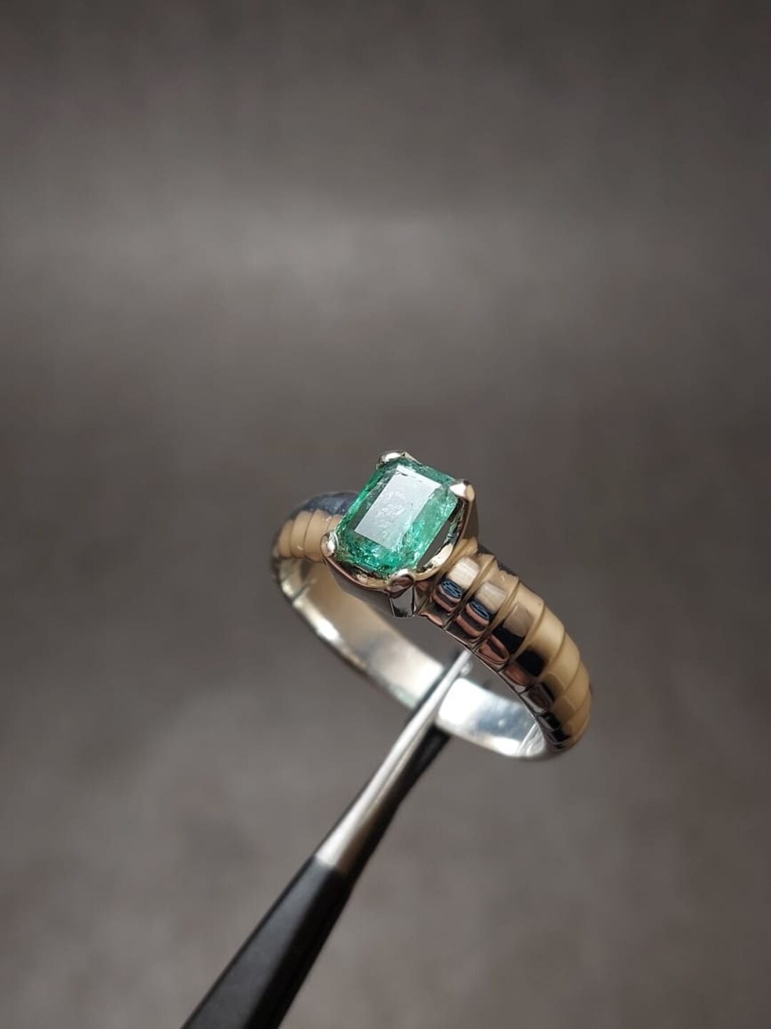Natural Vivid Green Emerald Mens Ring Sterling Silver 925 Ring Handmade ...