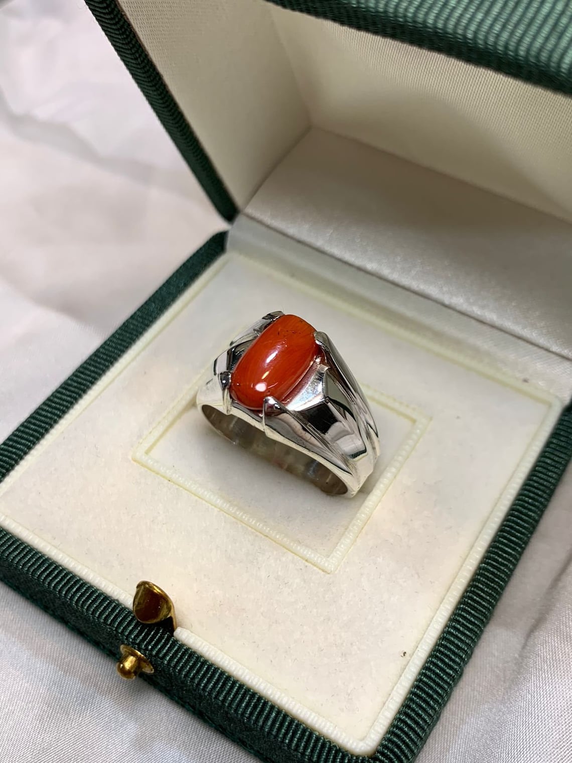 Natural Mens Red Coral Ring Sterling Silver 925 Handmade Ring High ...