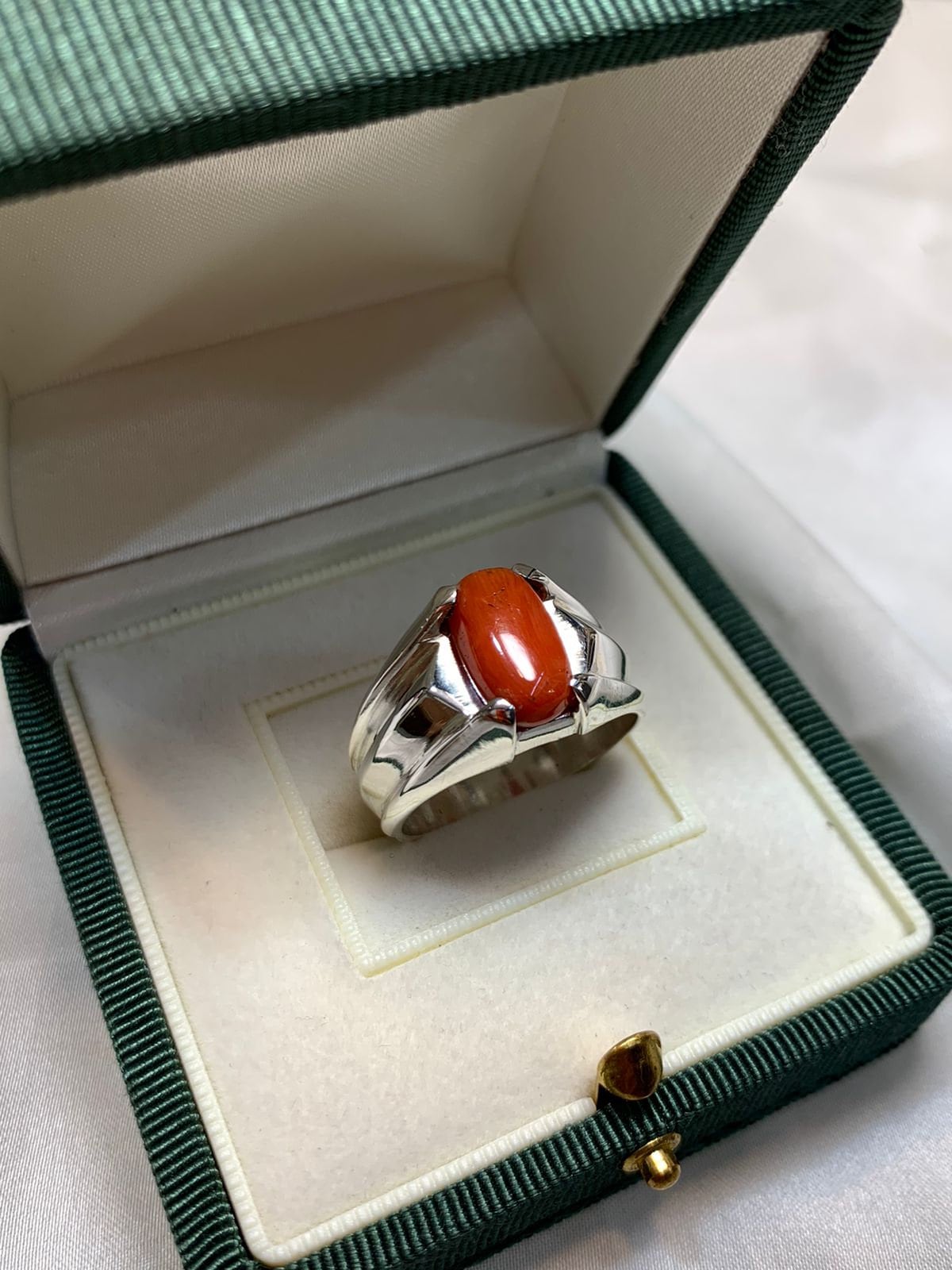 Natural Mens Red Coral Ring Sterling Silver 925 Handmade Ring High ...