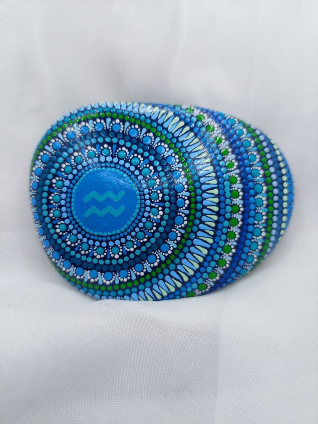 Zodiac Stone Aquarius, Hand Painted Stone, Special Gift, Dot Painting ...