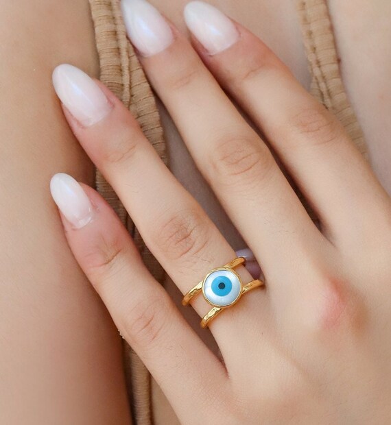 Evil Eye Ring Bronze Evil Eye Ring Gold Plated Evil Eye Ring - Etsy