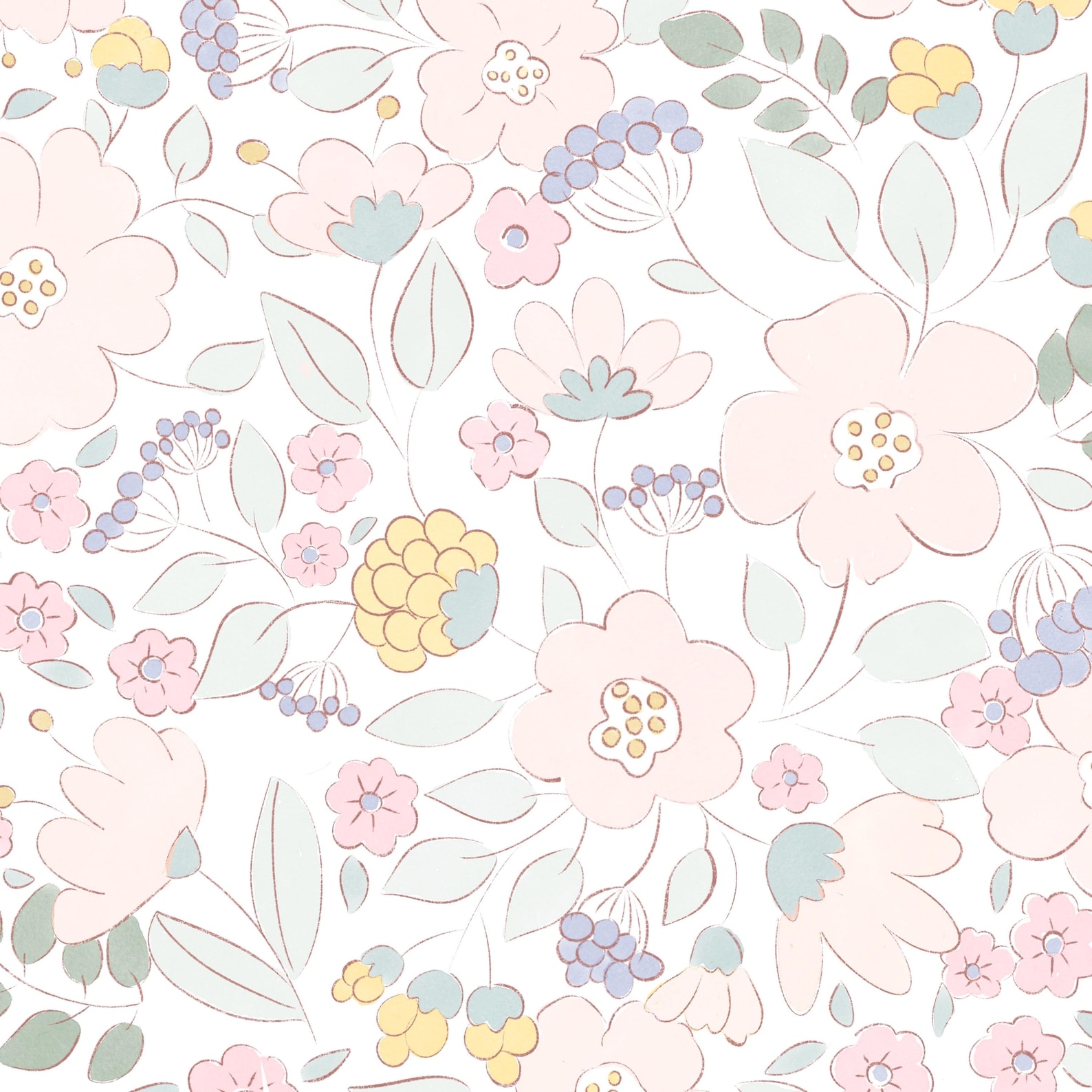 Cute Spring Flowers Seamless Pattern Design - Fabric, Gift Wrapping ...