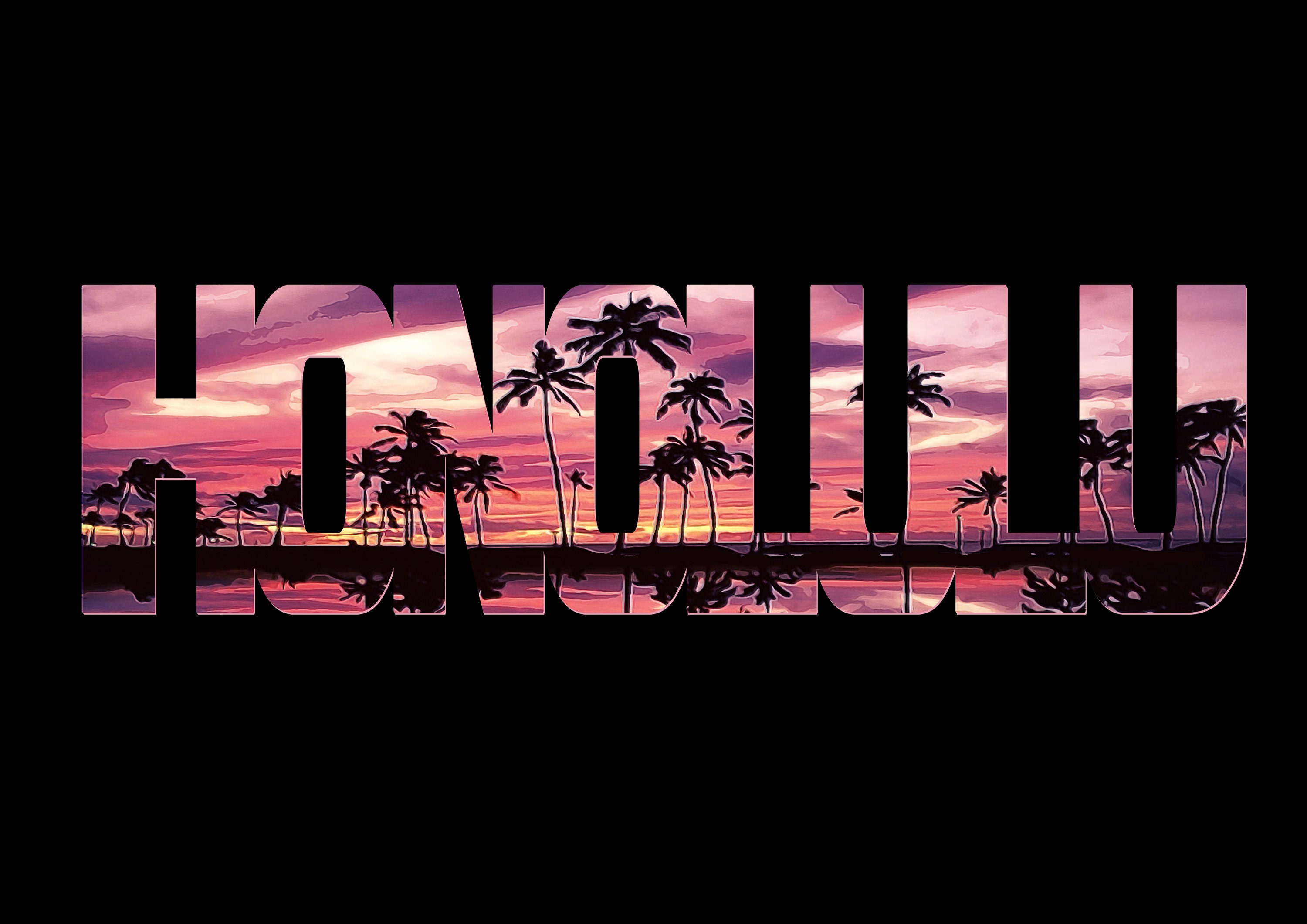 Honolulu Poster, Letters, Artistic, High Quality Digital, Calligraphy ...