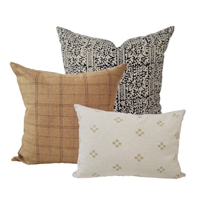 Brown Tan Plaid Windowpane Pillow Cover | Caramel Brown Cushion ...
