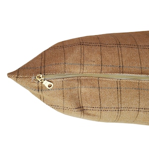 Brown Tan Plaid Windowpane Pillow Cover | Caramel Brown Cushion ...