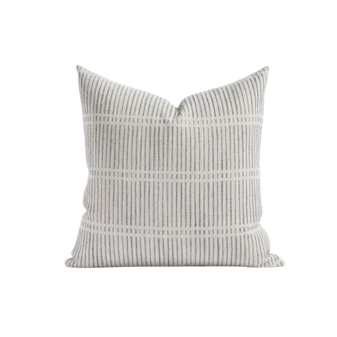 Stone Blue Greige Striped Pillow Cover | Coastal Modern Decorative Throw Pillow | Woven Dash ...