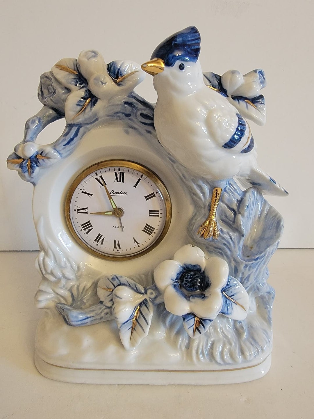 Vintage Landex Clock, Porcelain Blue Bird Japan Mantel 1970's - Etsy