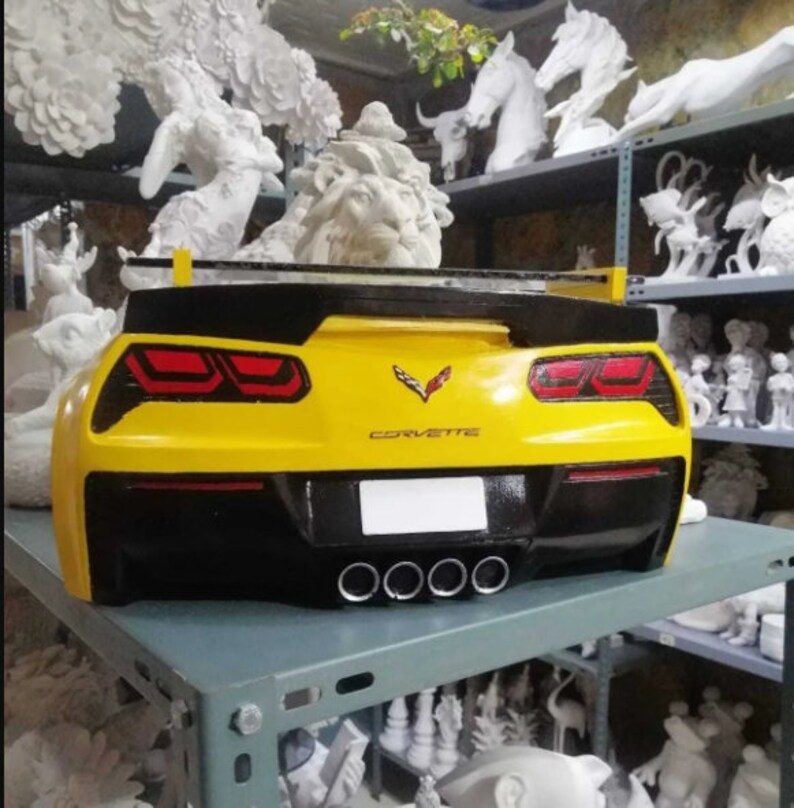 Customizable Bright Yellow Wall Decor Car With Glass Shelf and ...