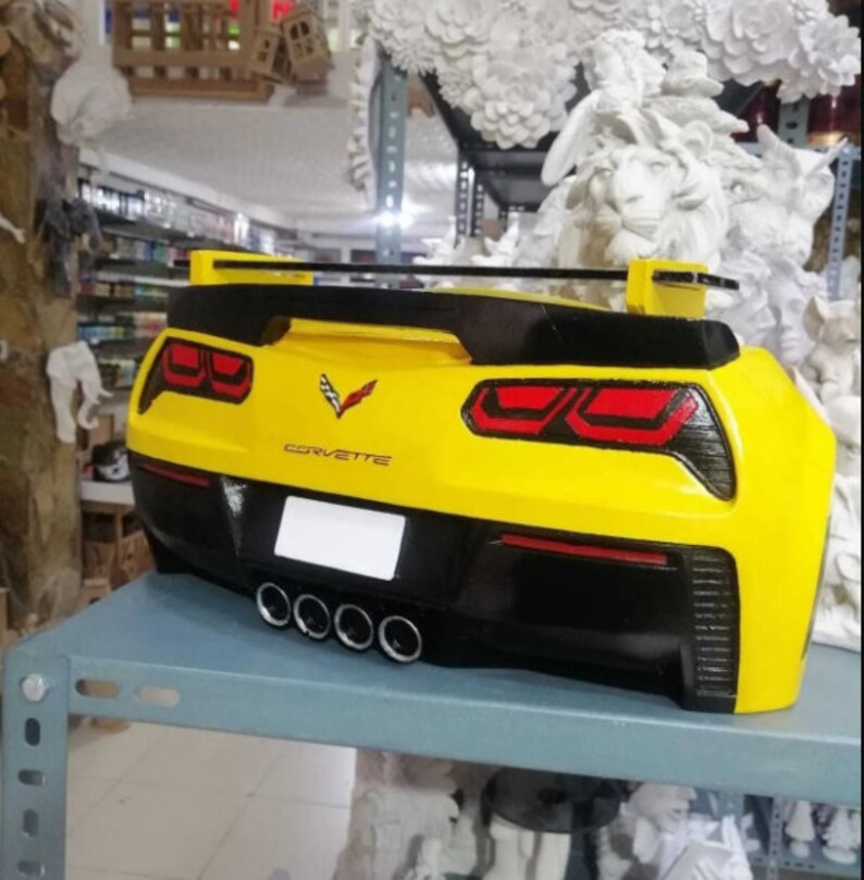 Customizable Bright Yellow Wall Decor Car With Glass Shelf and ...