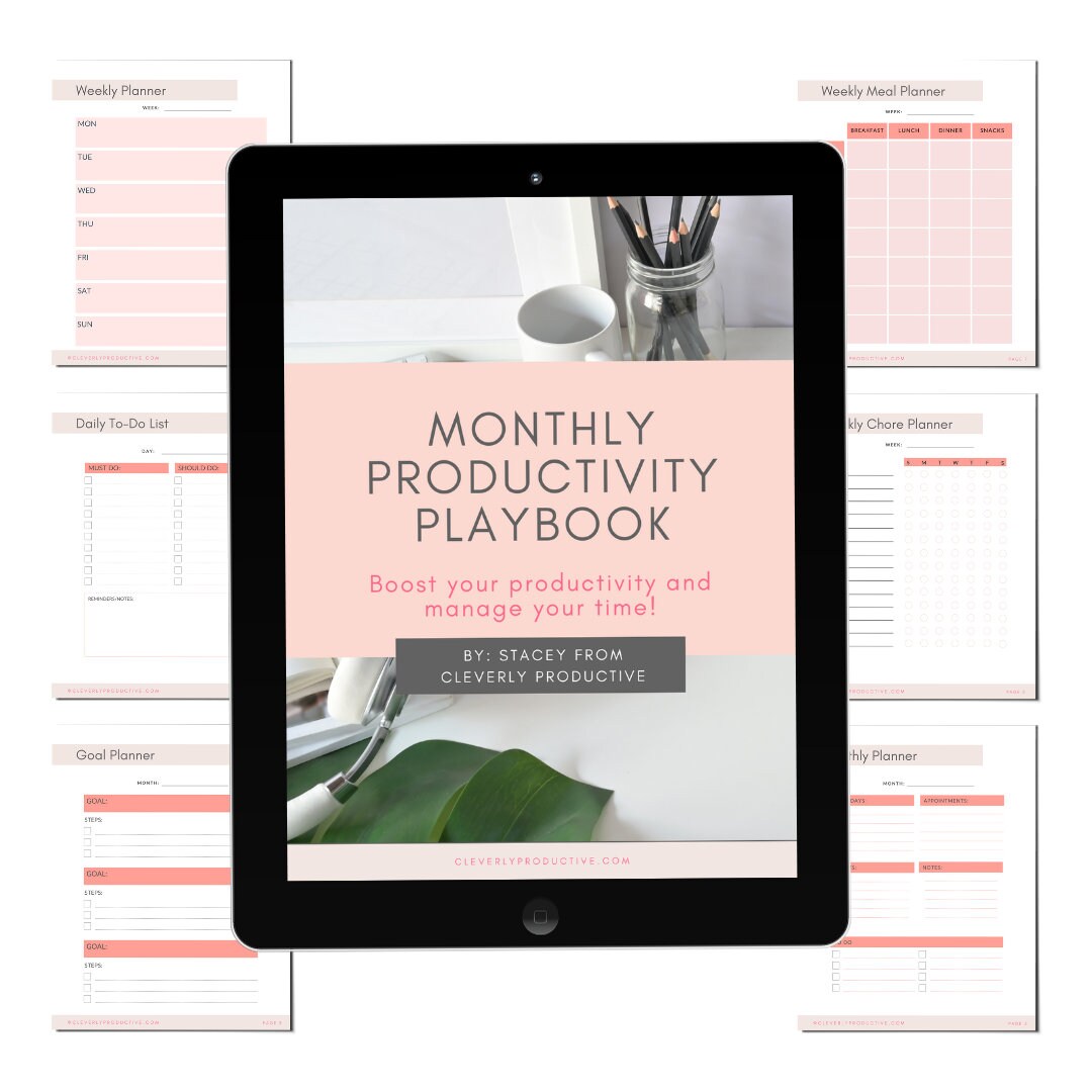 Monthly Productivity Playbook Planner, Printable Monthly, Weekly, and ...