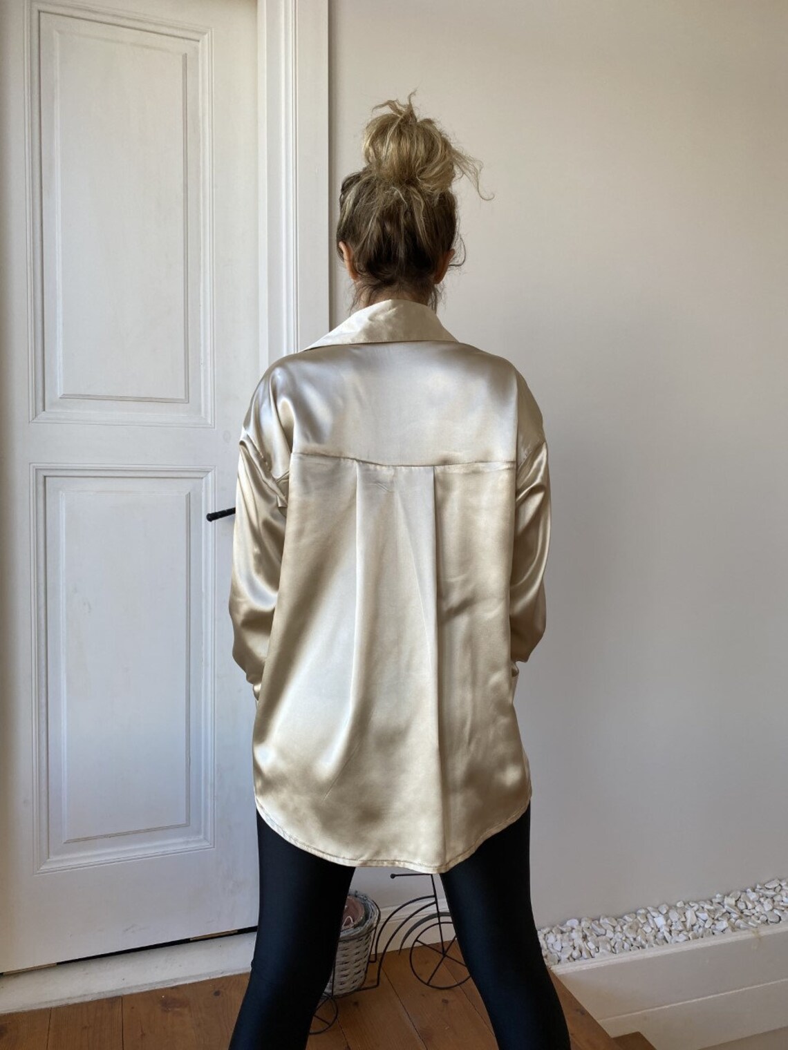 Satin Shirt Beige Women Button Silk Satin Shirt Women's - Etsy