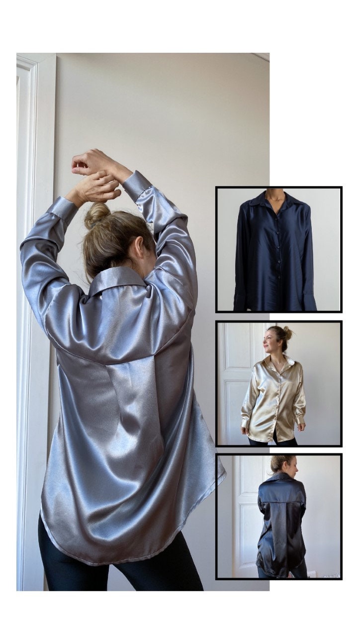 Satin Shirt Beige Women Button Silk Satin Shirt Women's - Etsy