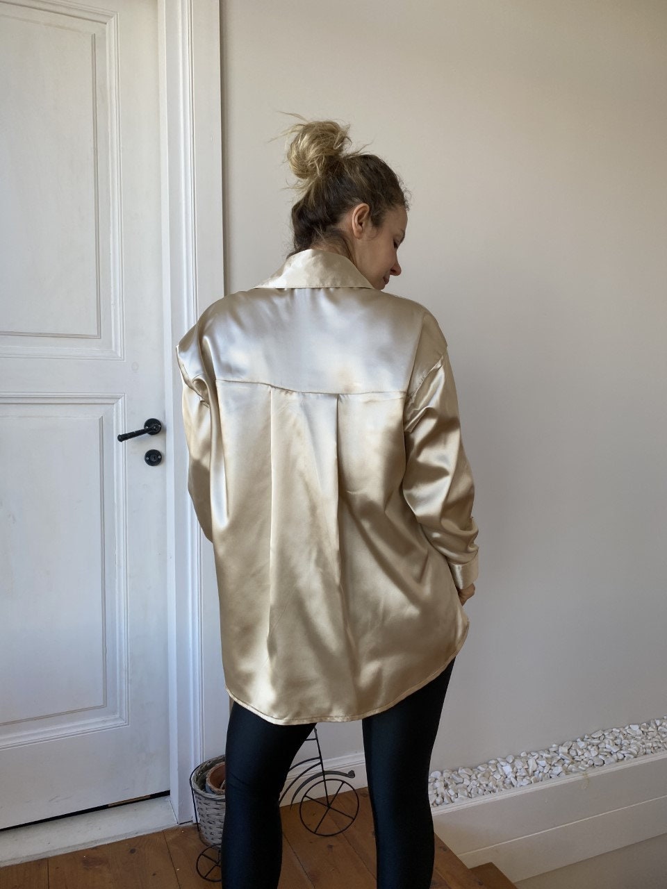 Satin Shirt Beige Women Button Silk Satin Shirt Women's - Etsy