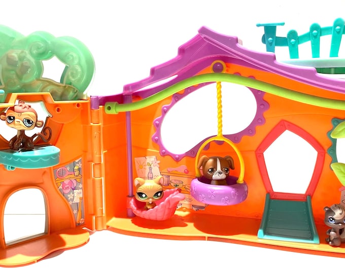 Littlest Pet Shop Playset LPS - Purple Tree House Club - Folding ...