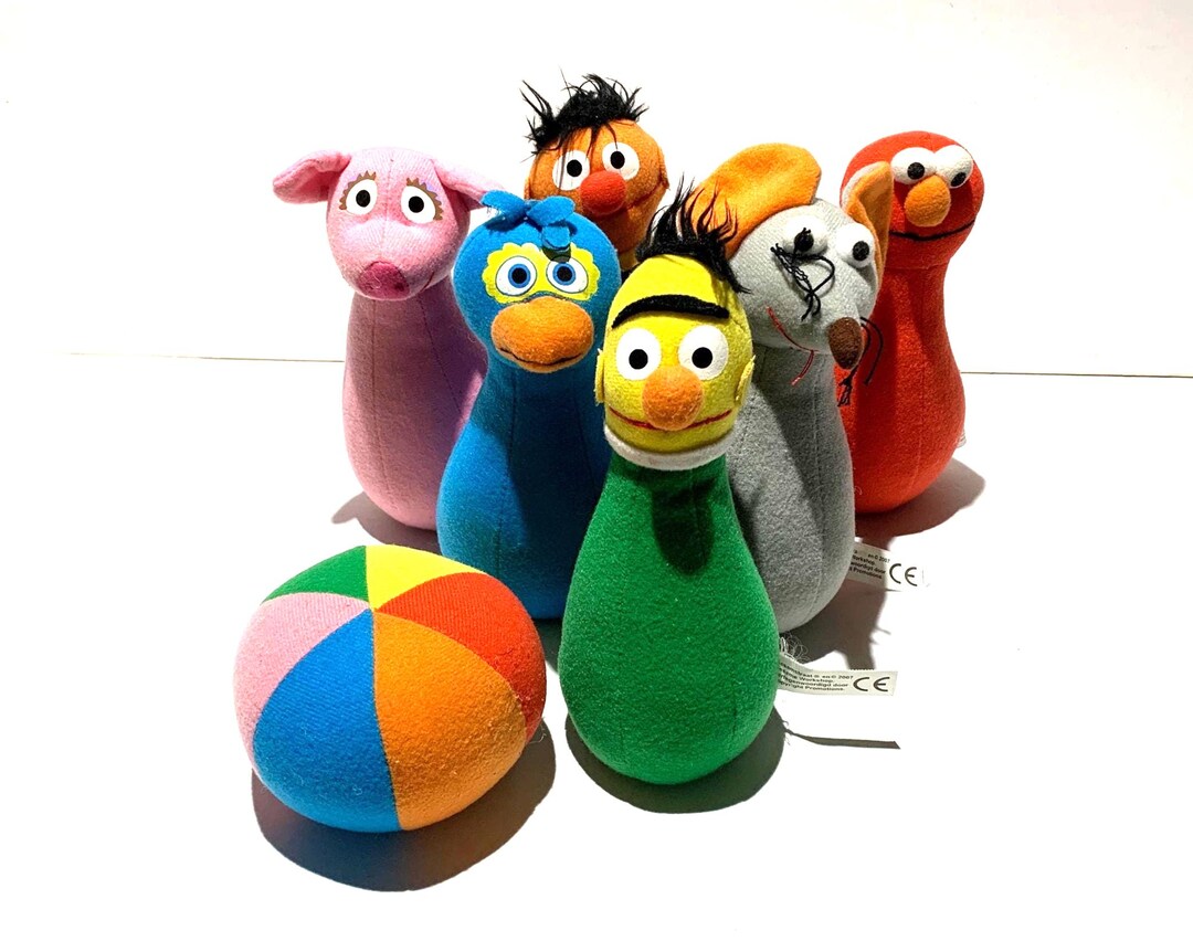 Vintage Sesame Street Plush Bowling Set With Rattle Ball | Retro ...