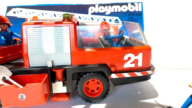 Vintage Playmobil Fire Truck 3525 - Red Fire Engine - 1980s - With ...