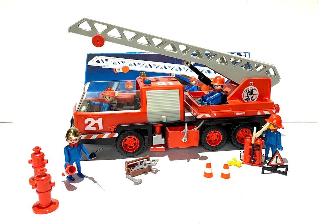 Vintage Playmobil Fire Truck 3525 - Red Fire Engine - 1980s - With ...