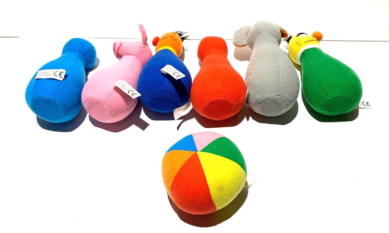 Vintage Sesame Street Plush Bowling Set With Rattle Ball | Retro ...