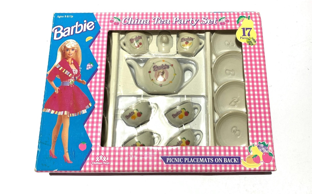Vintage Barbie China Tea Party Set / Children's Tableware / 4 Plates ...