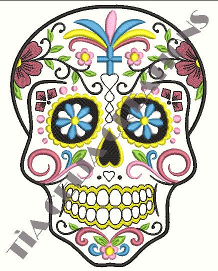 Calavera Skull Machine Embroidery Pattern - Etsy