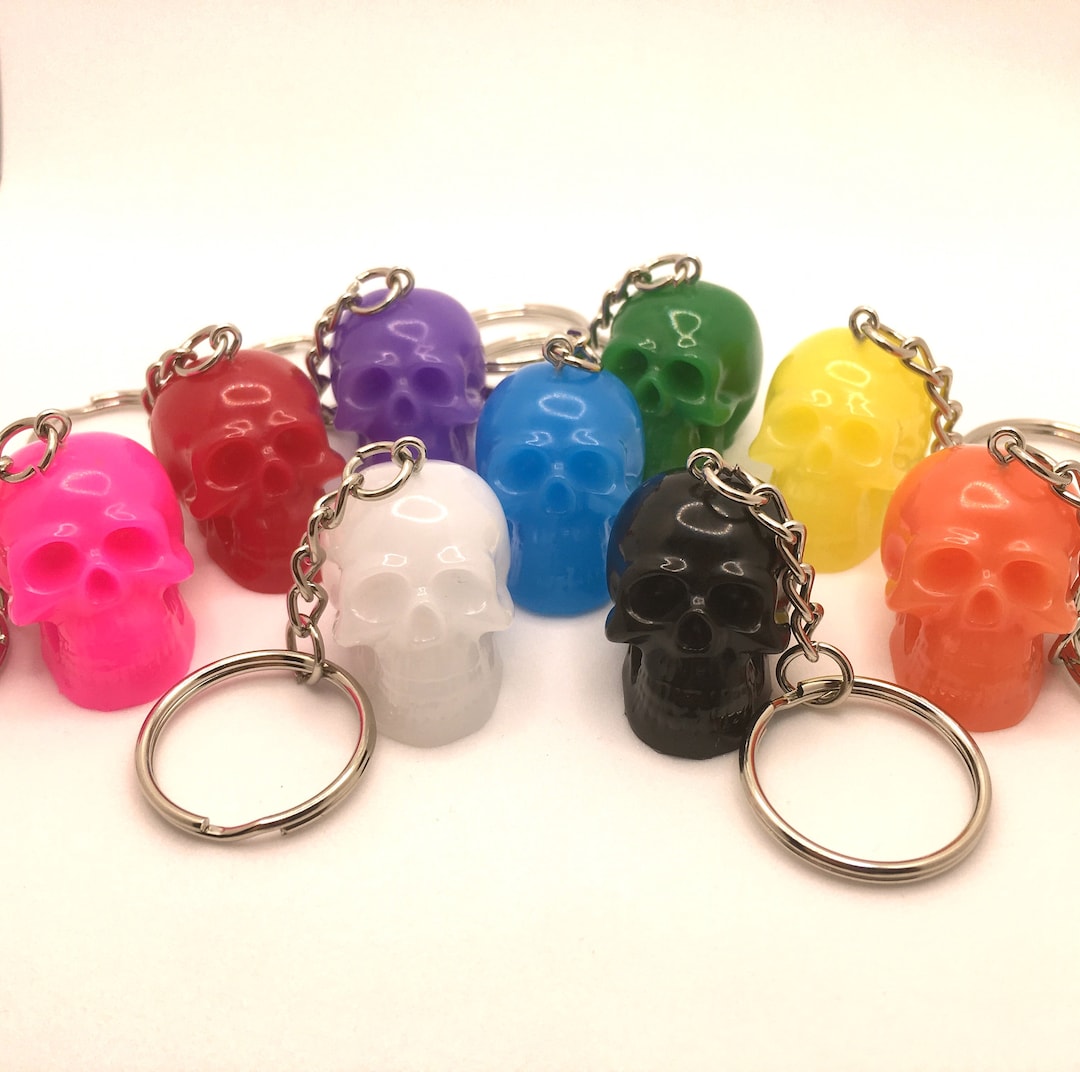 Resin Skull Charm Keychain Multiple Colors - Etsy