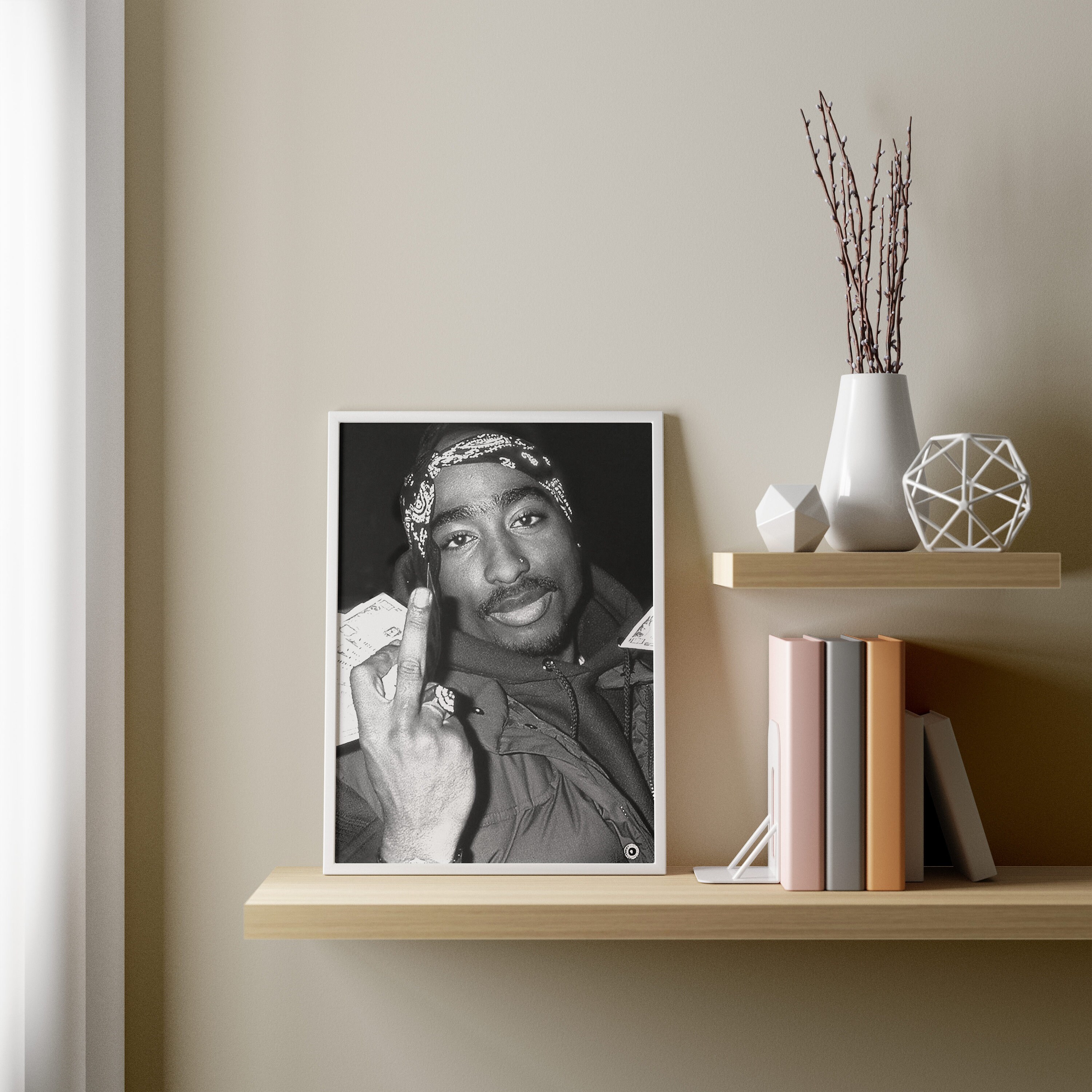 2Pac Middle Finger Poster, Tupac Shakur Print, American Rapper, Tupac ...