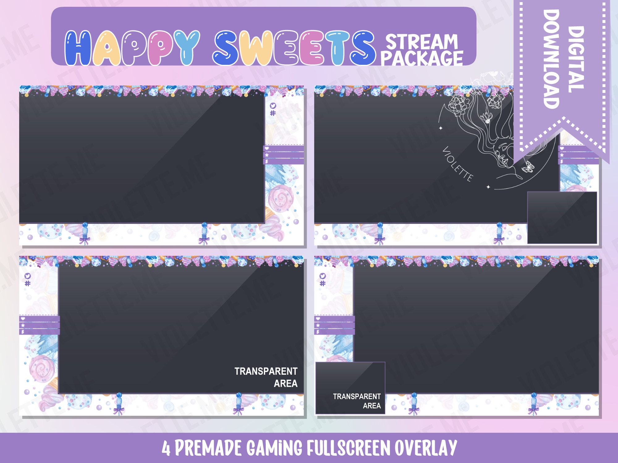 Happy Sweets | Twitch OBS Stream Overlay Package | Streamer | Vtuber ...